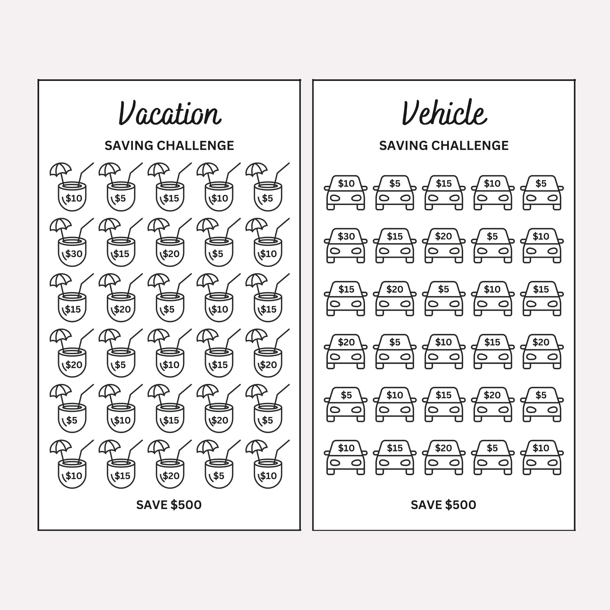 Mini Savings Challenge Printable, A6 Savings Challenge Bundle, A6 Sized ...