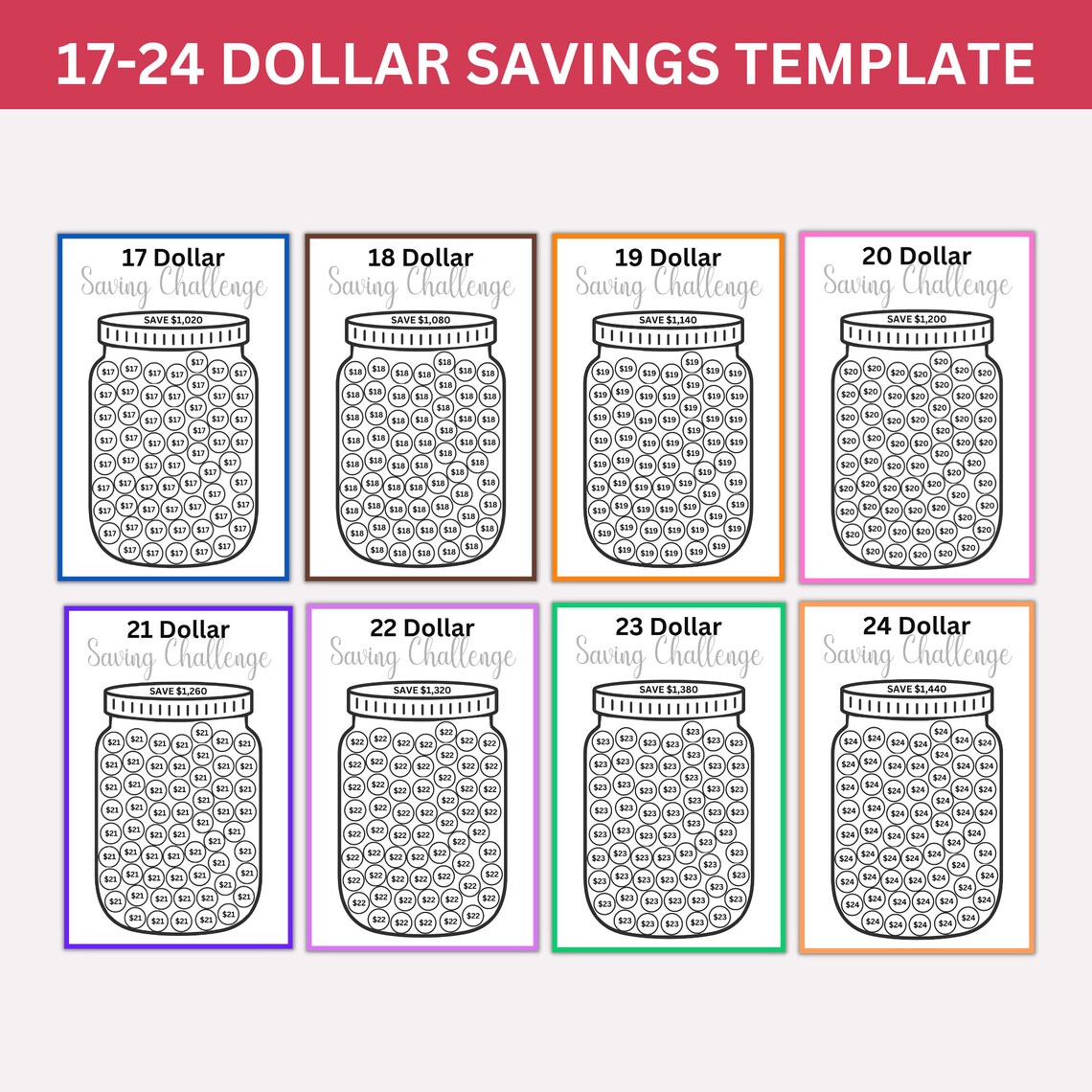 Jar Savings Challenge Printable Bundle, A6 Mini Mason Jar Saving ...