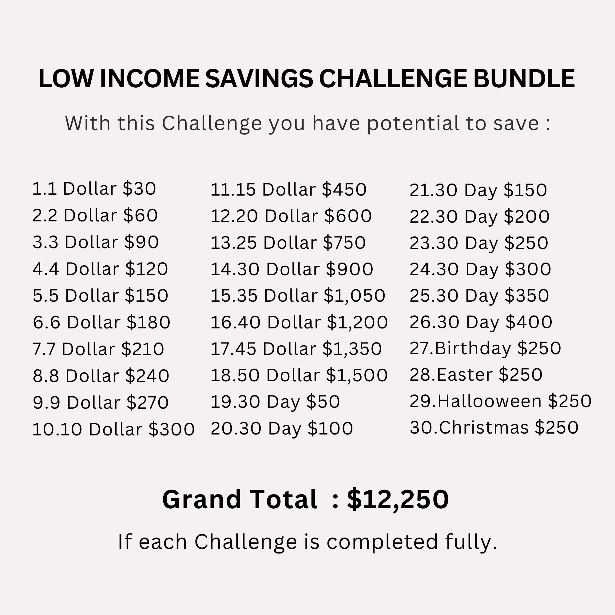 Low Income Saving Challenge Printable Bundle, Mini A6 Saving Challenge ...