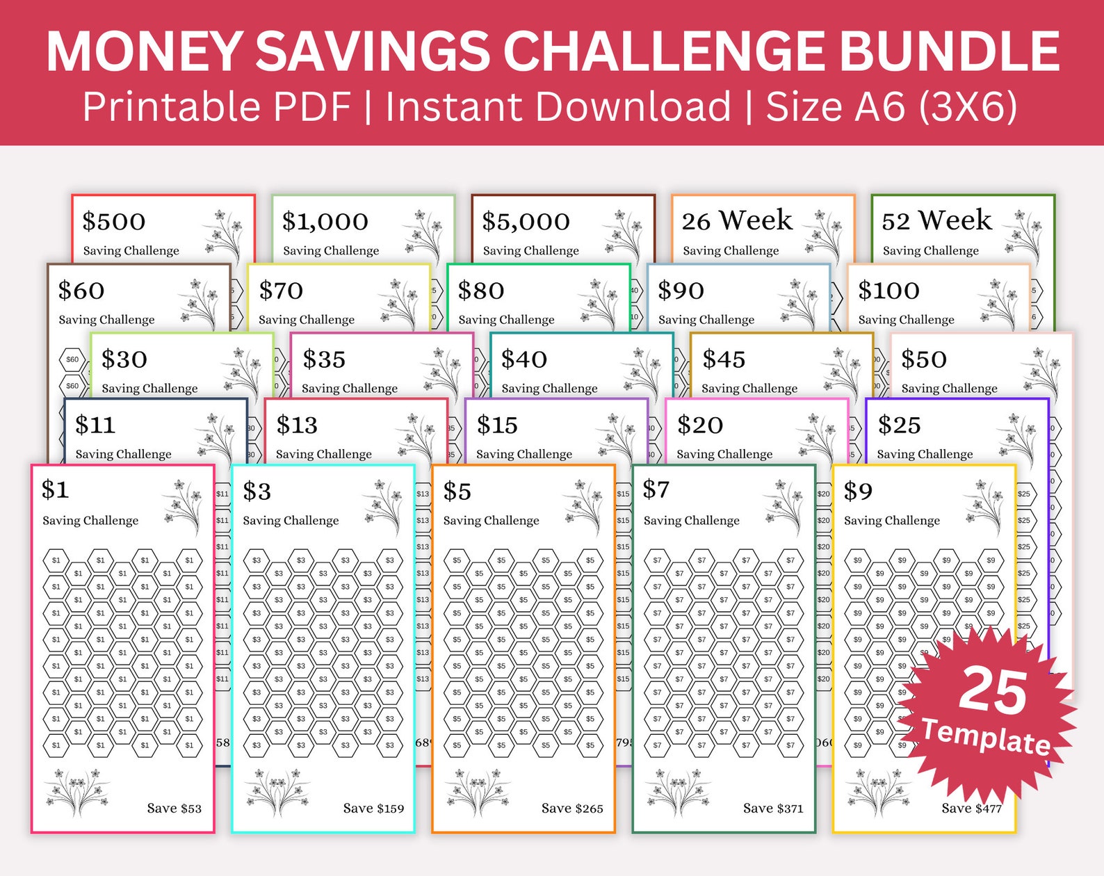 Money Saving Challenge, Savings Challenge Printable, Mini Savings ...