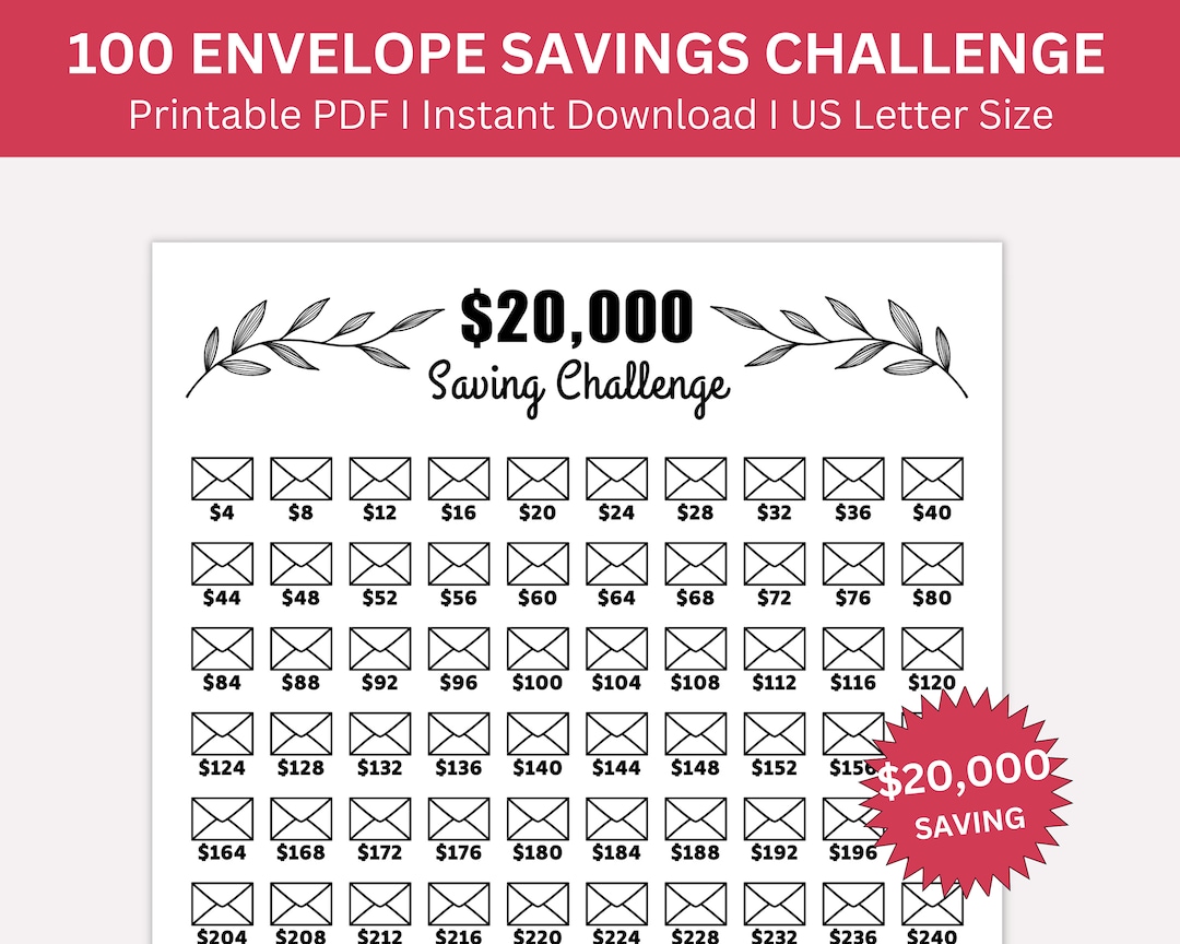 20k Savings Challenge Printable, 20000 Savings Challenge, 20 000 ...