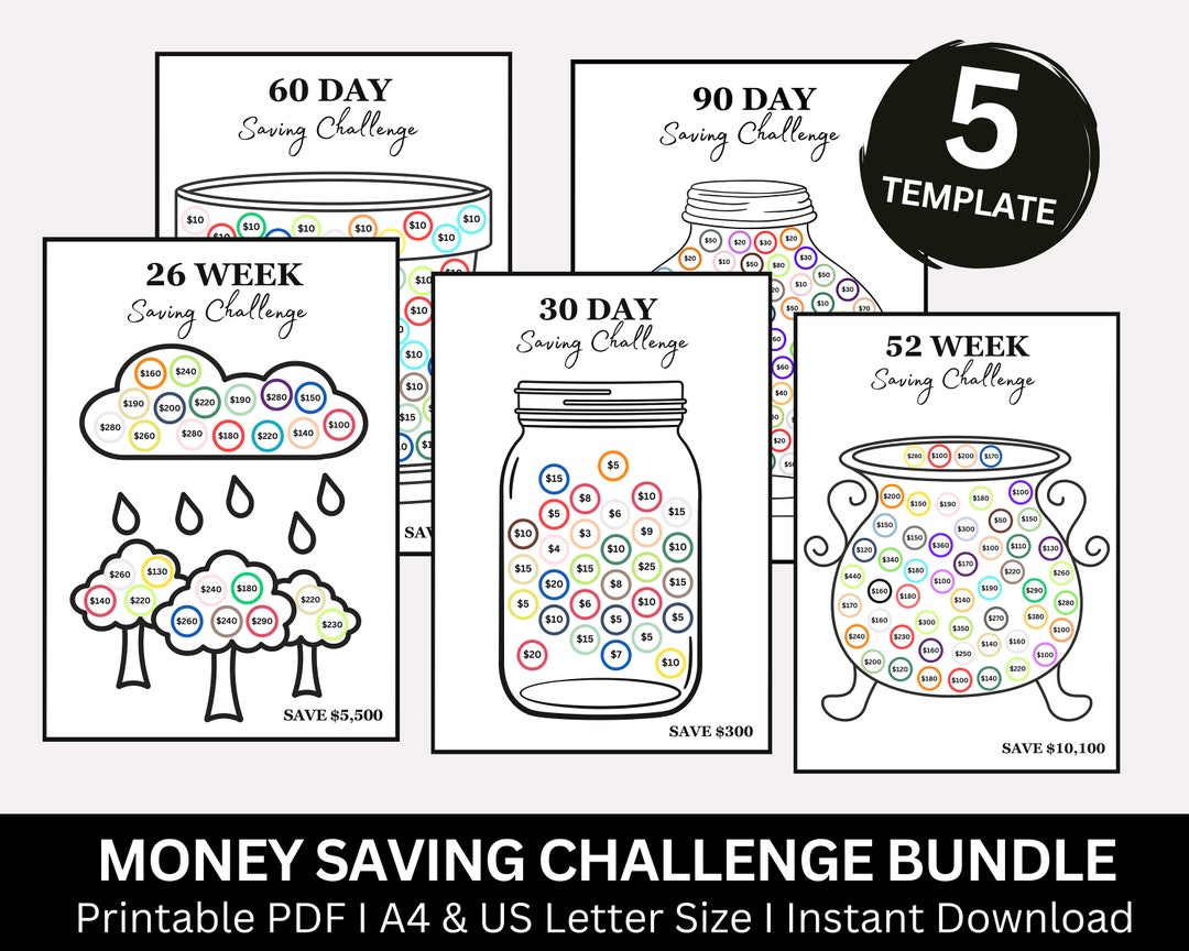 Savings Challenge Printable, Money Saving Challenge Bundle, Cash ...