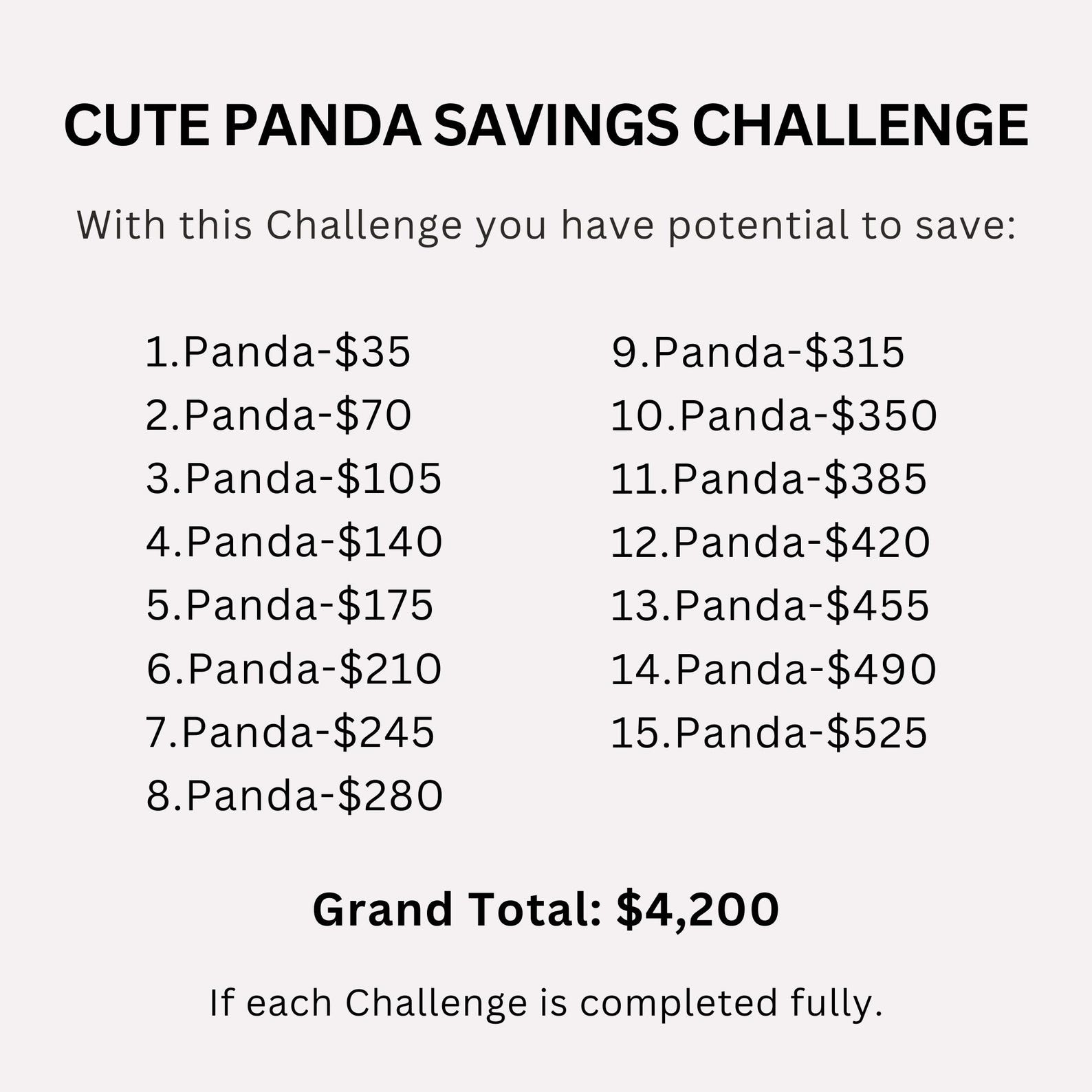Cute Panda Savings Challenge Printable Bundle, Mini A6 Panda Saving ...