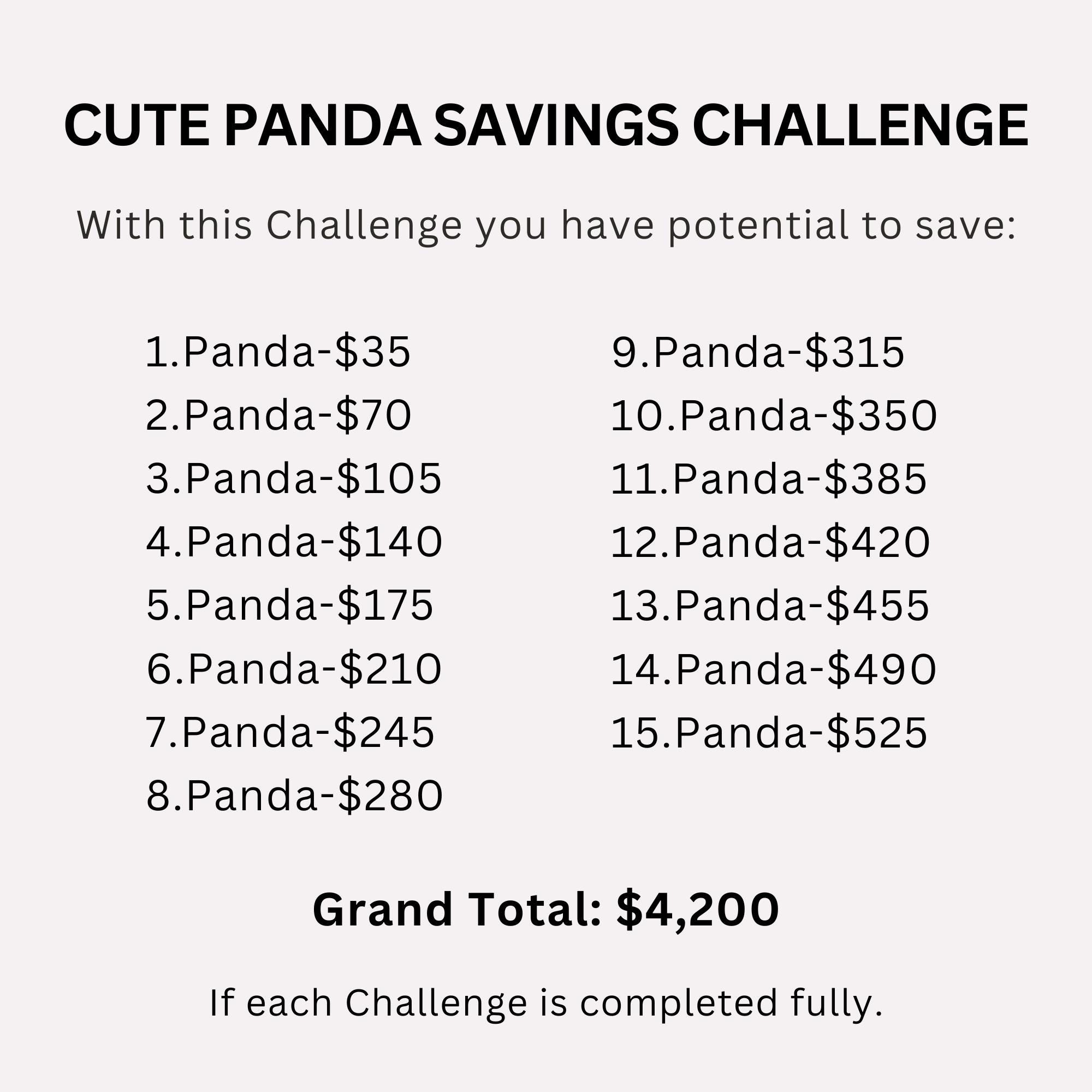 Cute Panda Savings Challenge Printable Bundle, Mini A6 Panda Saving ...