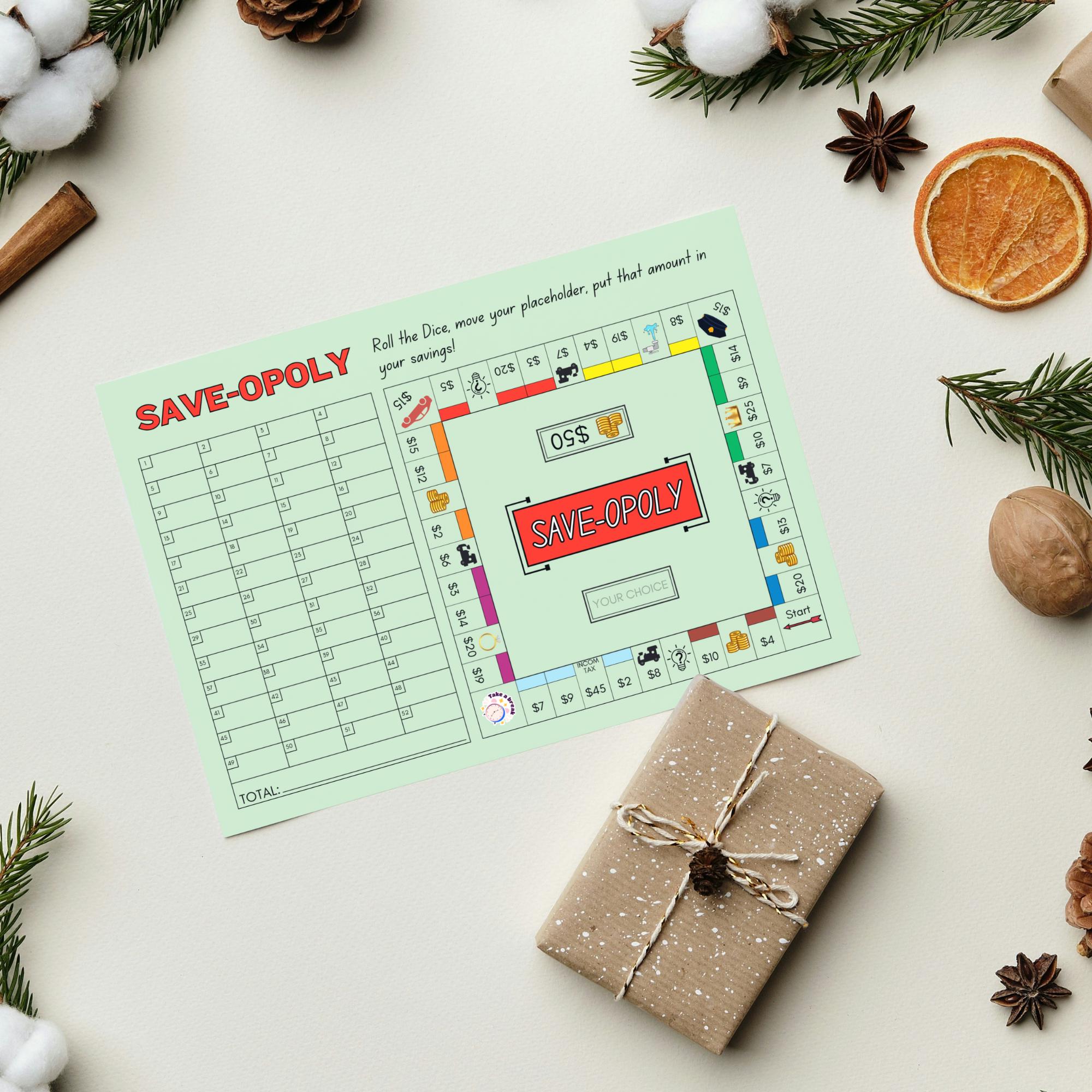 Saveopoly Savings Challenge Printable, Gaming Savings Tracker, Save ...