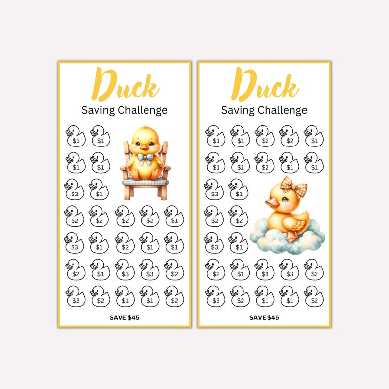 Duck Savings Challenge Printable, Mini A6 Duck Saving Challenges, Ducks ...