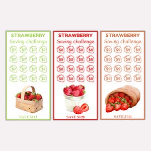 Strawberry Savings Challenge Printable Bundle, Mini A6 Low Income ...