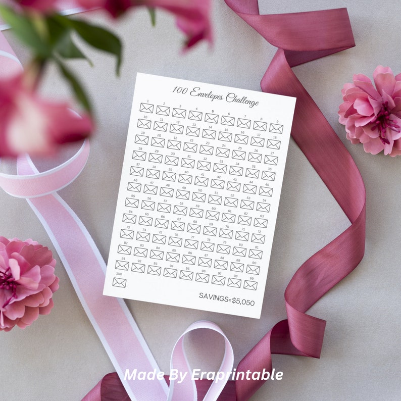 100 Envelope Saving Challenge Box Printable Template Money - Etsy