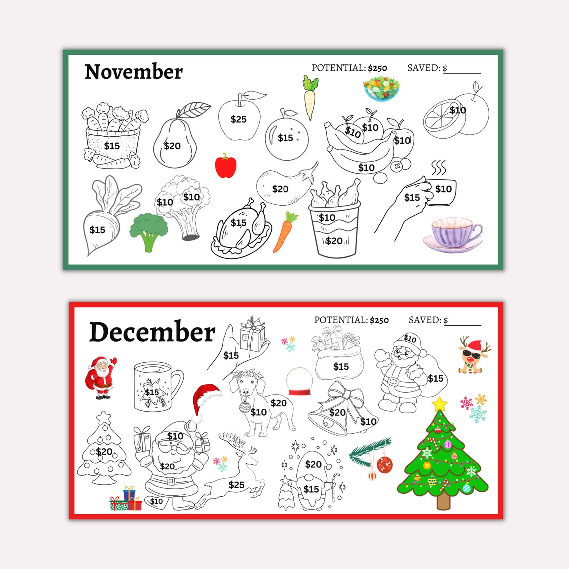Buy Monthly Savings Challenge Printable 12 Month Color Saving Online in ...
