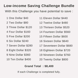 Low Income Saving Challenge Printable, Mini A6 Saving Challenge, Money ...