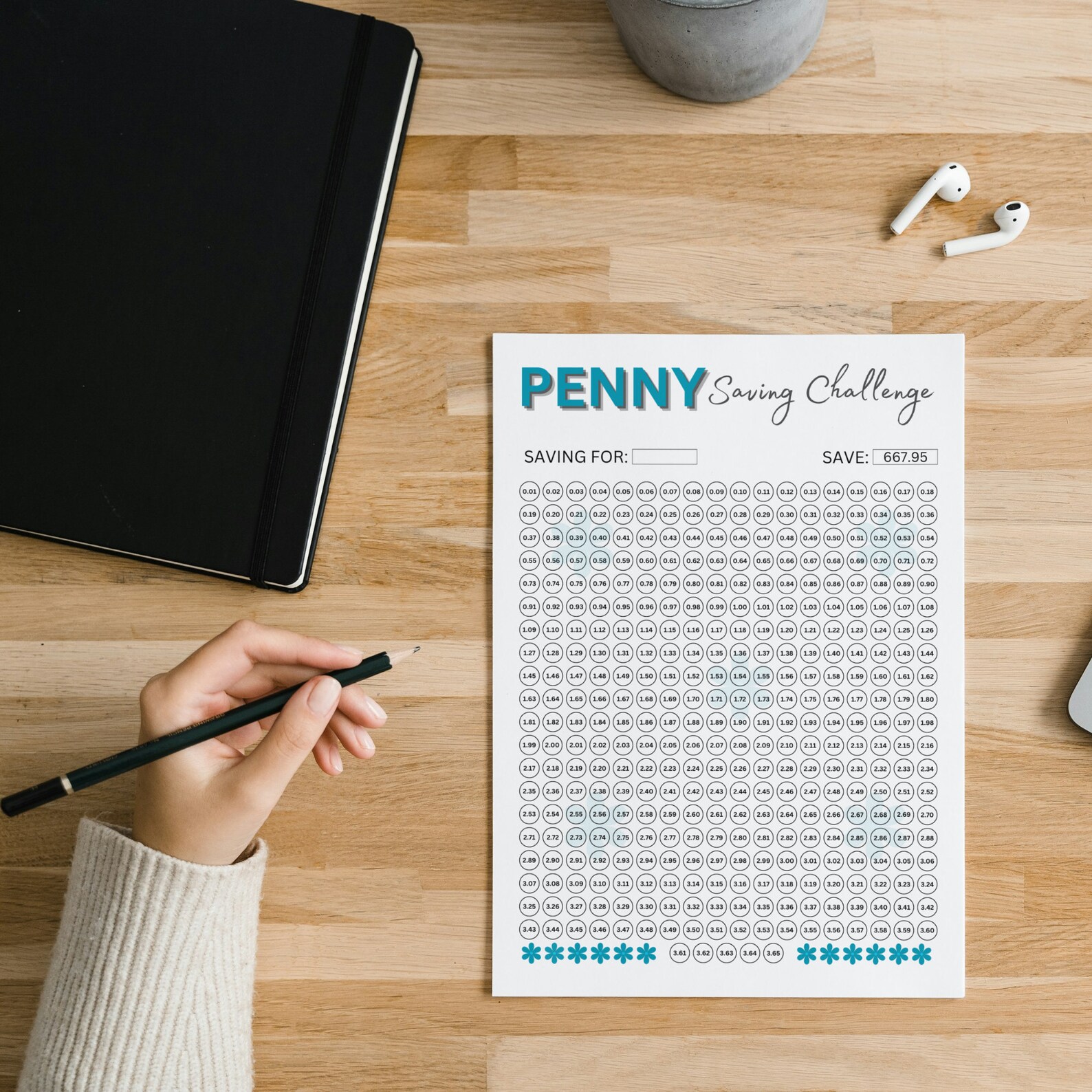 Penny Savings Challenge Printable, Penny Saving Challenges, Penny Challenge, Penny Money Saving ...