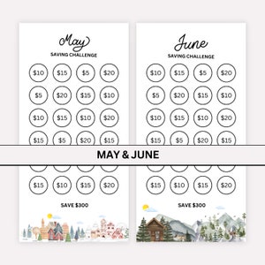 Monthly Savings Challenge Printable Bundle, 12 Month Saving Tracker ...