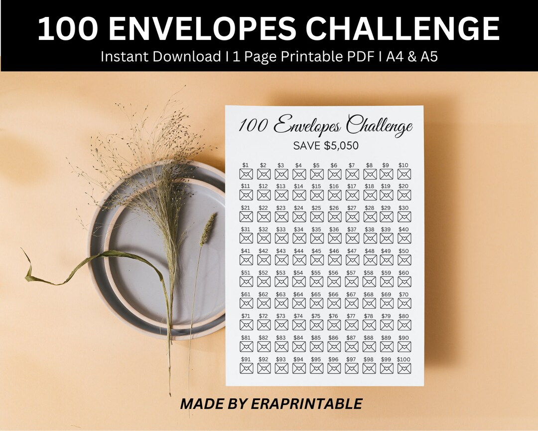 100 Envelope Challenge Box 5000 Savings Challenge No Spend - Etsy
