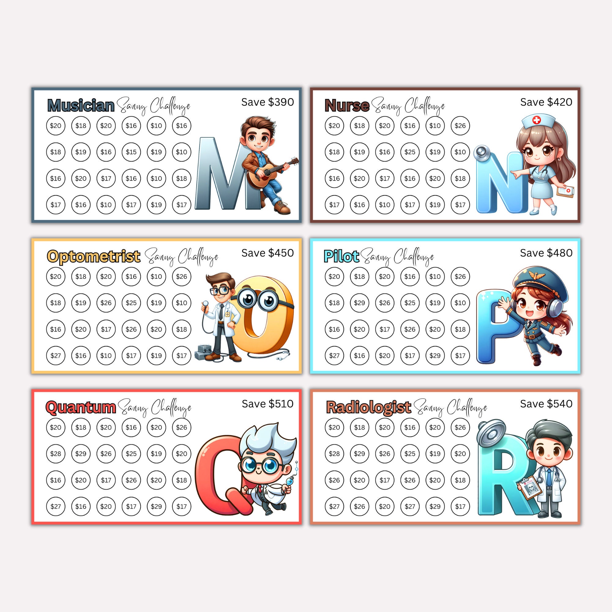 Alphabet Low Income Savings Challenge Printable, Alphabet Saving ...