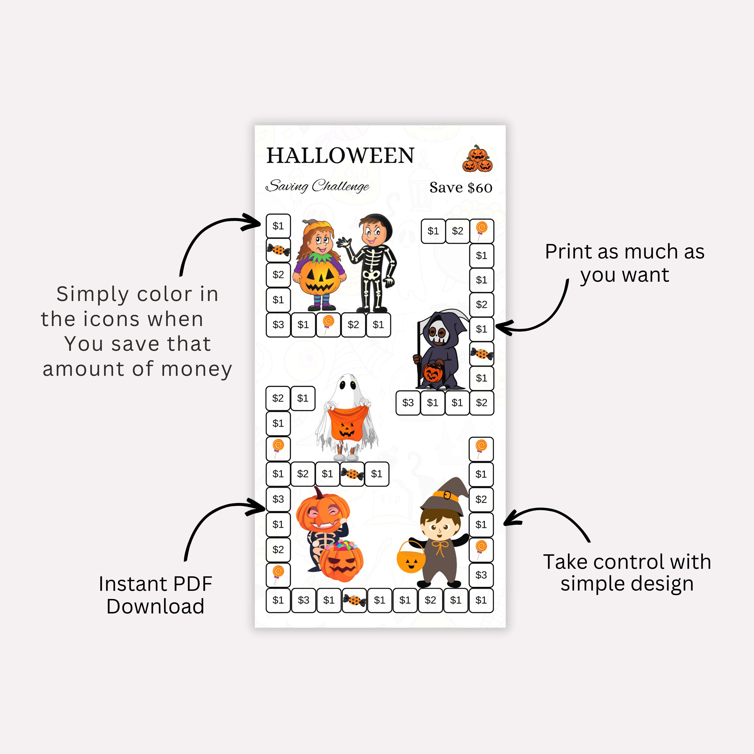 Halloween Saving Challenge Bundle, A6 Size Savings Challenges ...