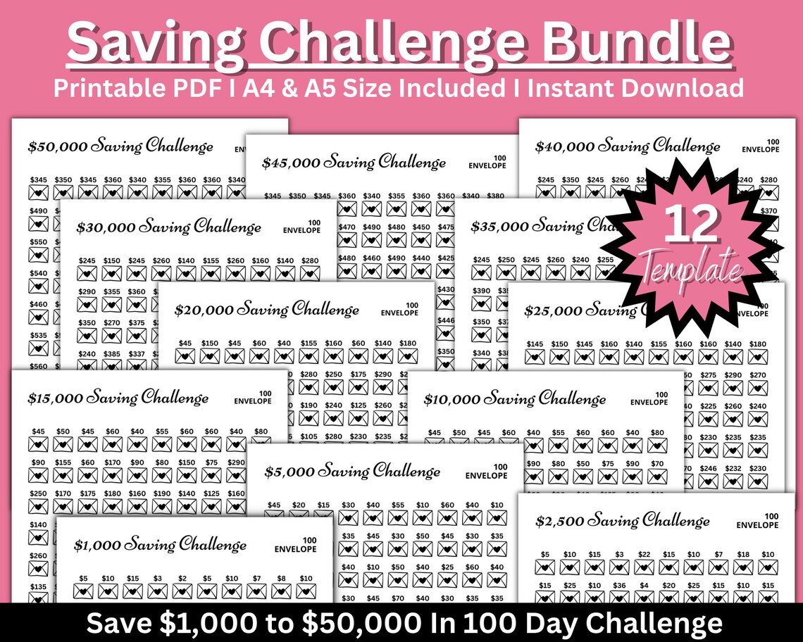 Envelope Saving Challenge Bundle Printable Money Saving - Etsy