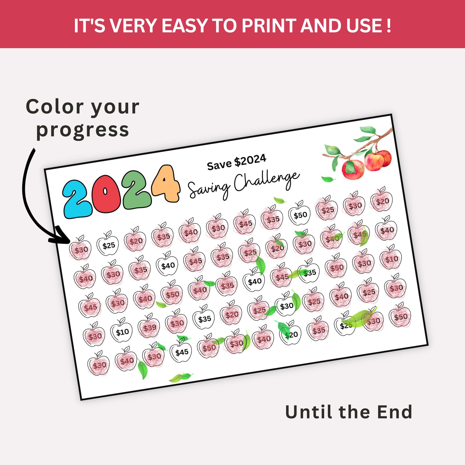 2024 Savings Challenge Printable, 2024 Money Saving Tracker , Mini Fits ...