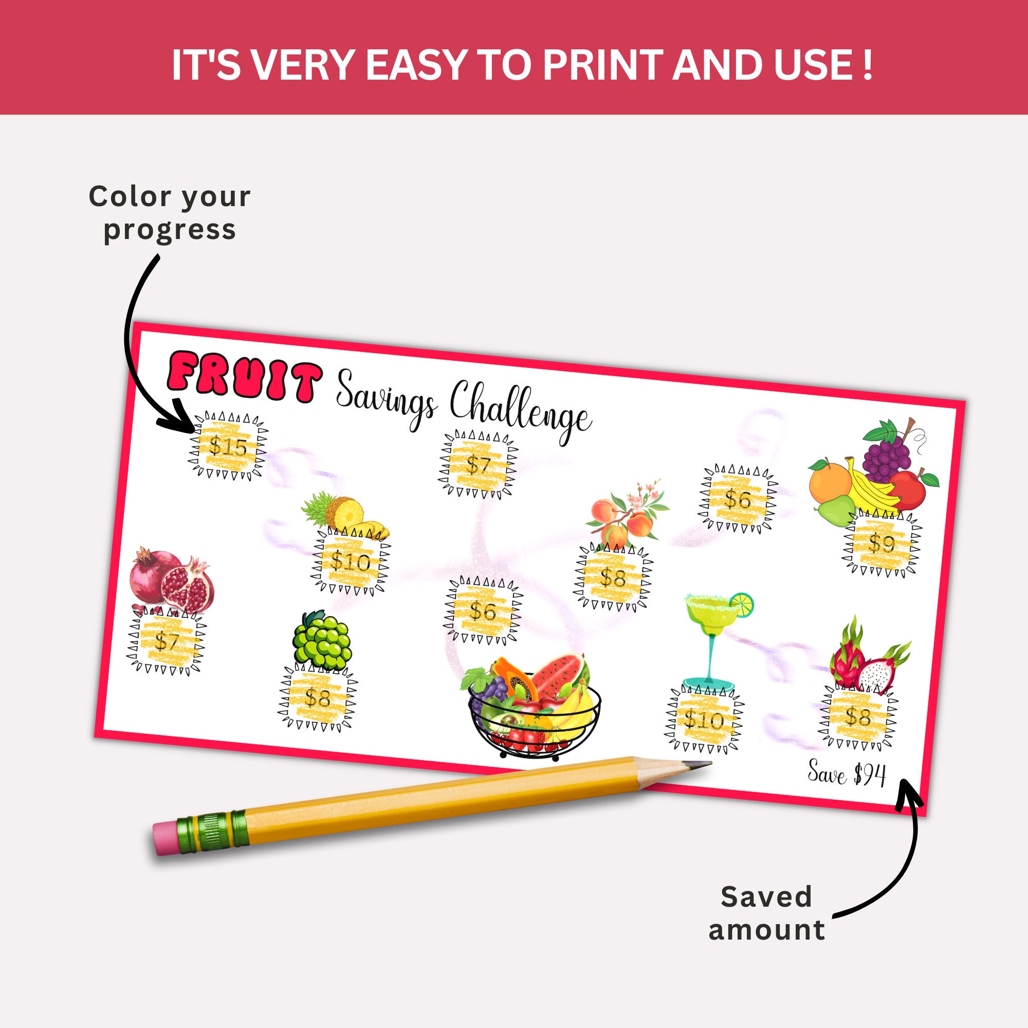 Savings Challenge Printable, Color Mini A6 Saving Challenge, Money ...