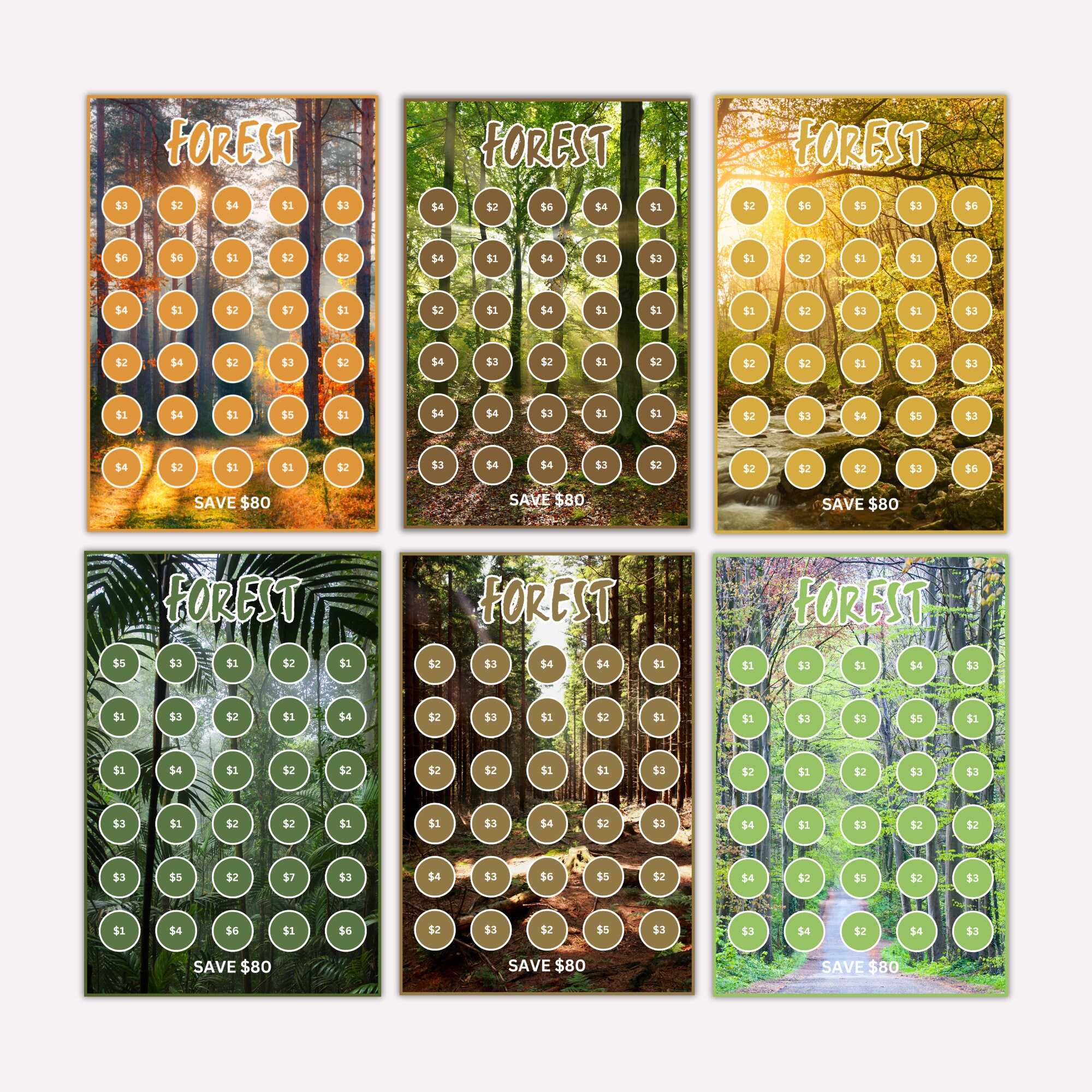 Forest Savings Challenge Printable, A6 Mini Forest Money Saving ...