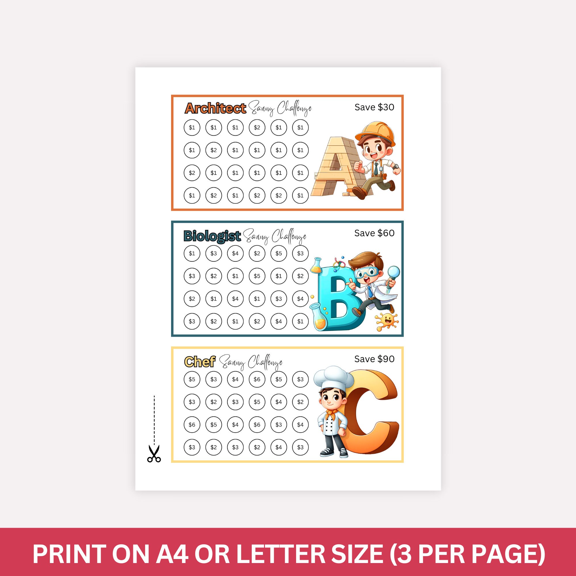 Alphabet Low Income Savings Challenge Printable, Alphabet Saving ...