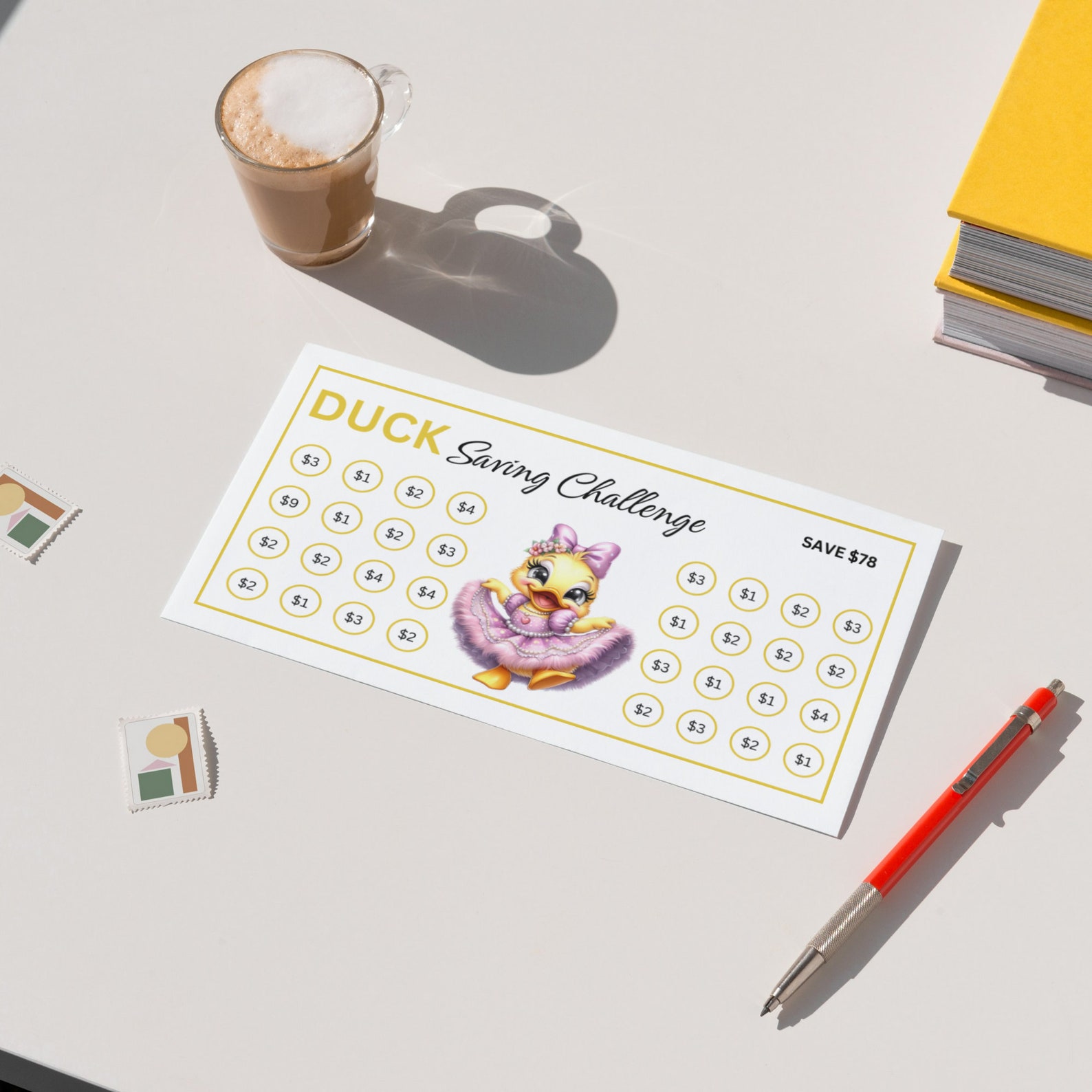 Mini A6 Duck Savings Challenge Printable, Get Your Ducks Saving ...