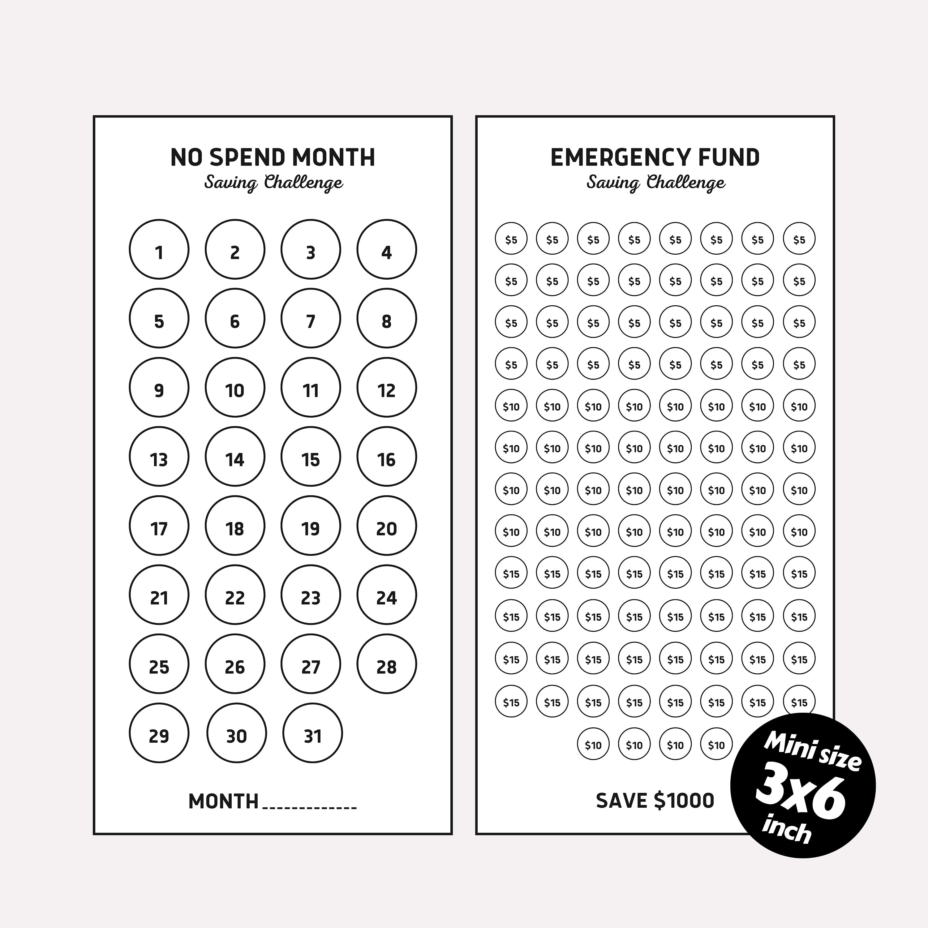 Mini Savings Challenge Printable Bundle, Money Saving Tracker, A6 Sized ...