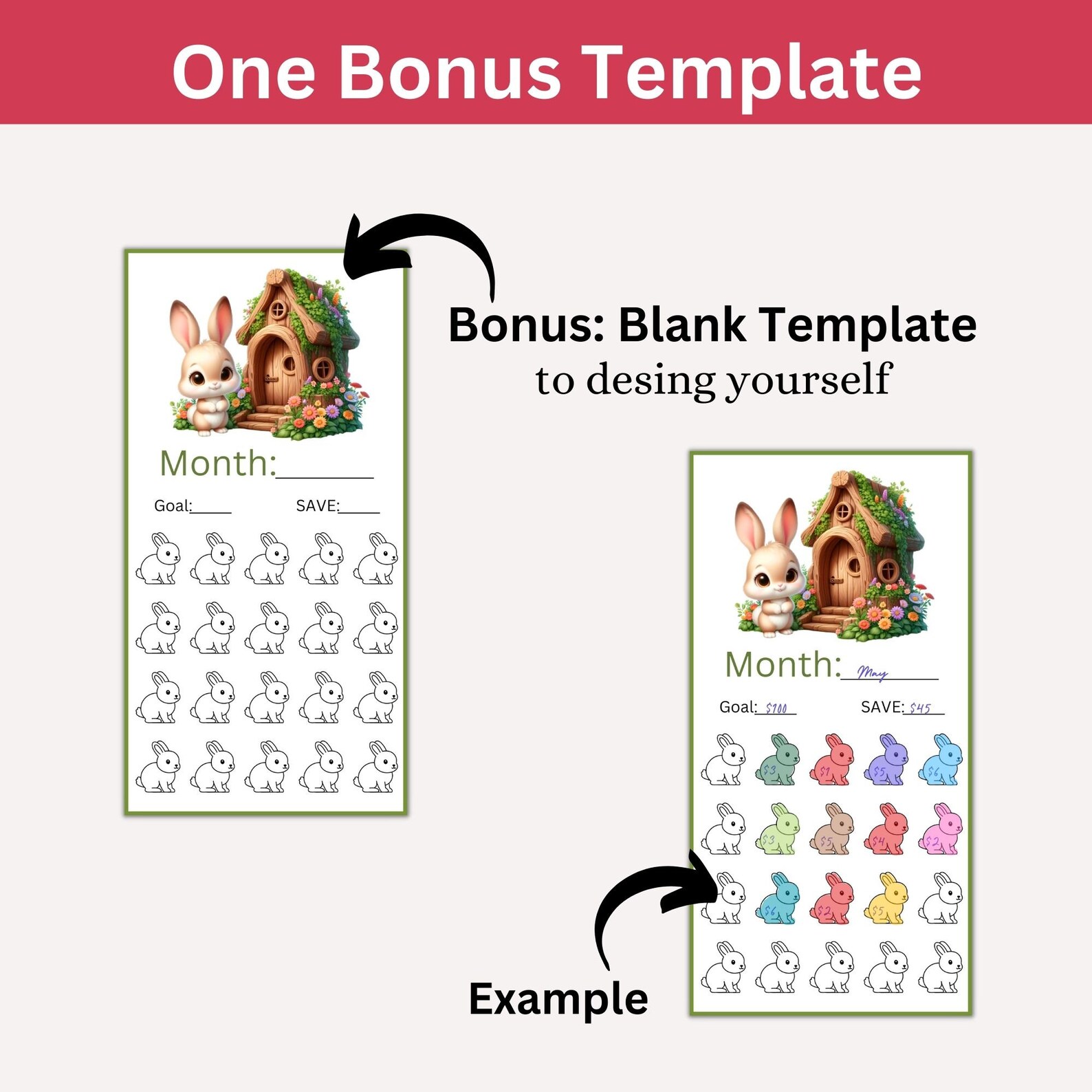 Rabbit Savings Challenge Printable, A6 Mini Bunny Saving Challenge ...