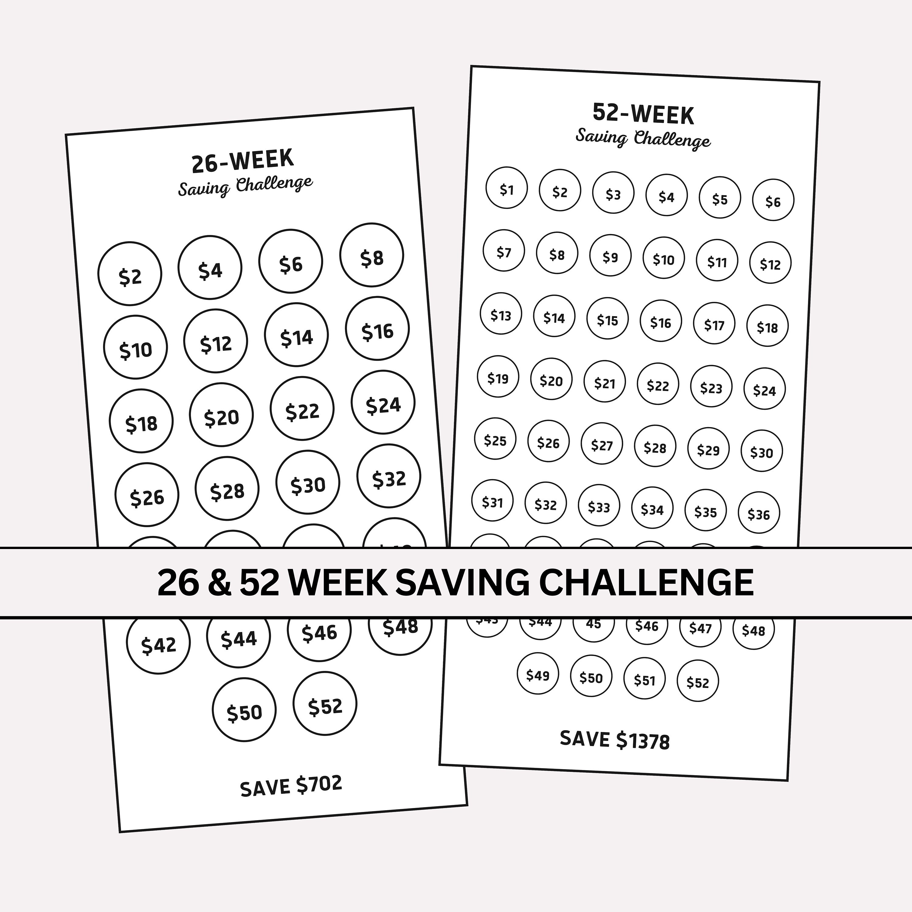Mini Savings Challenge Printable Bundle, Money Saving Tracker, A6 Sized ...