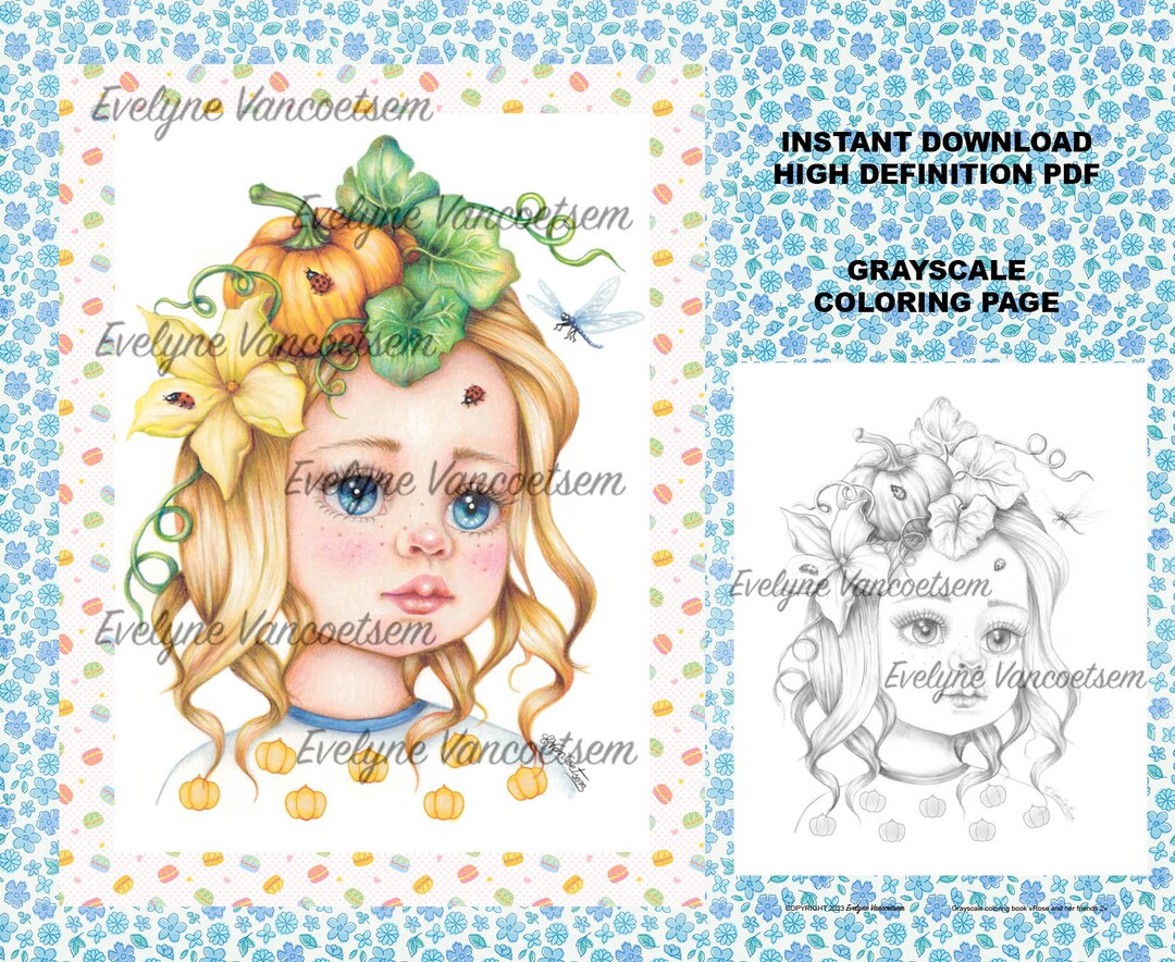PUMPKIN Grayscale Coloring Page Instant Download PDF - Etsy