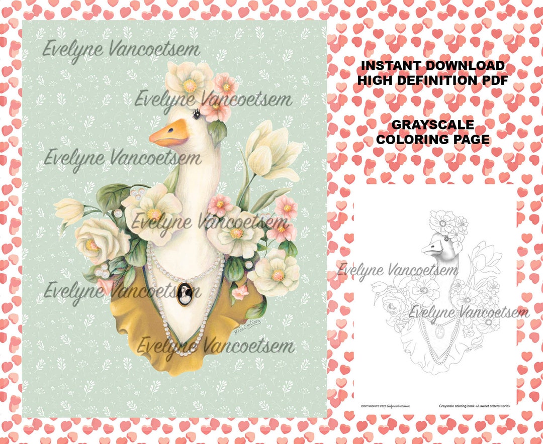 GOOSE Grayscale Coloring Page Instant Download PDF - Etsy