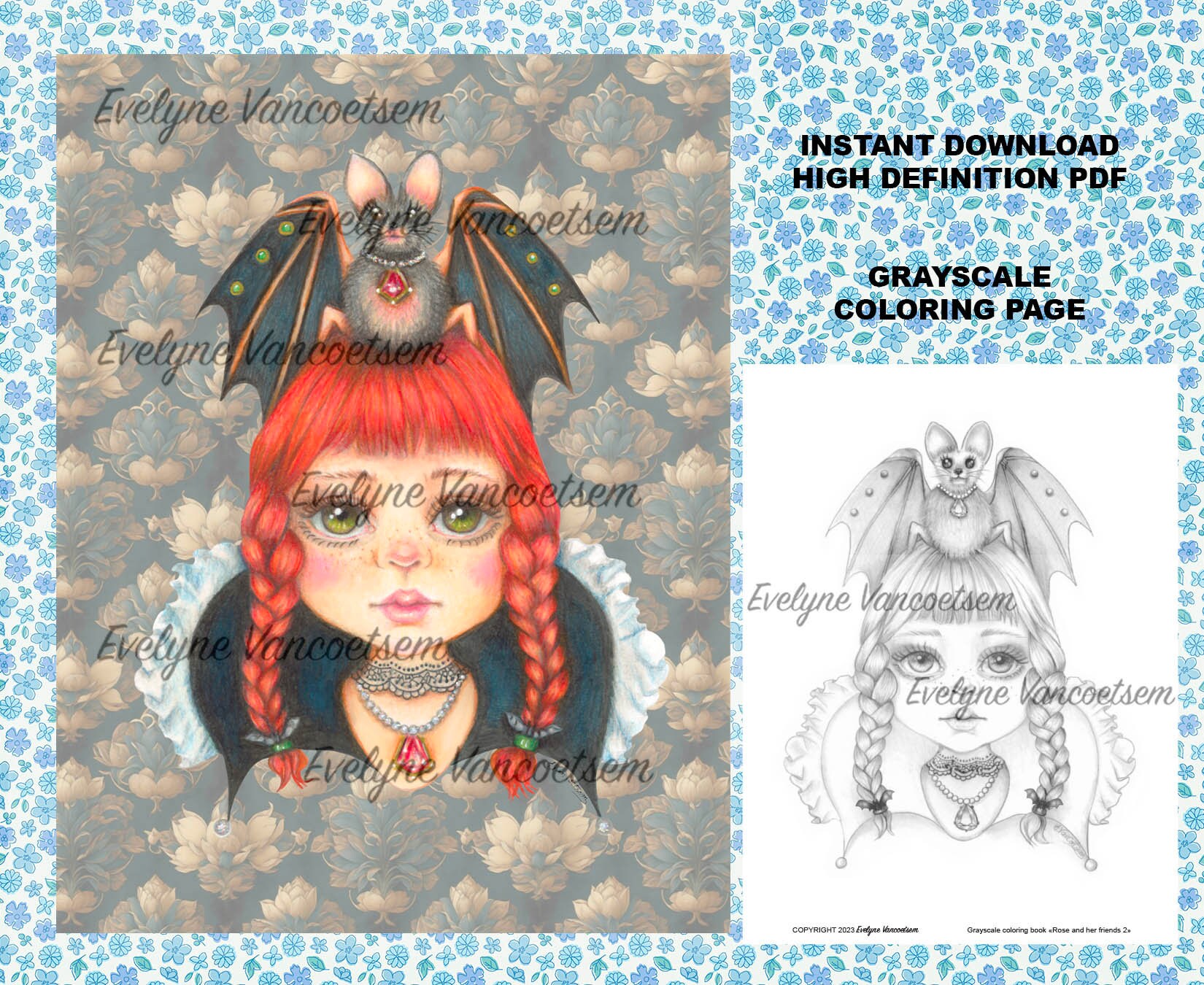 GOTHIC Grayscale Coloring Page Instant Download PDF - Etsy