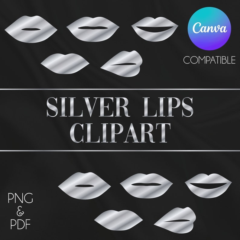 Silver Lips Clipart Lip Clipart Aesthetics Clipart Beauty Clipart ...