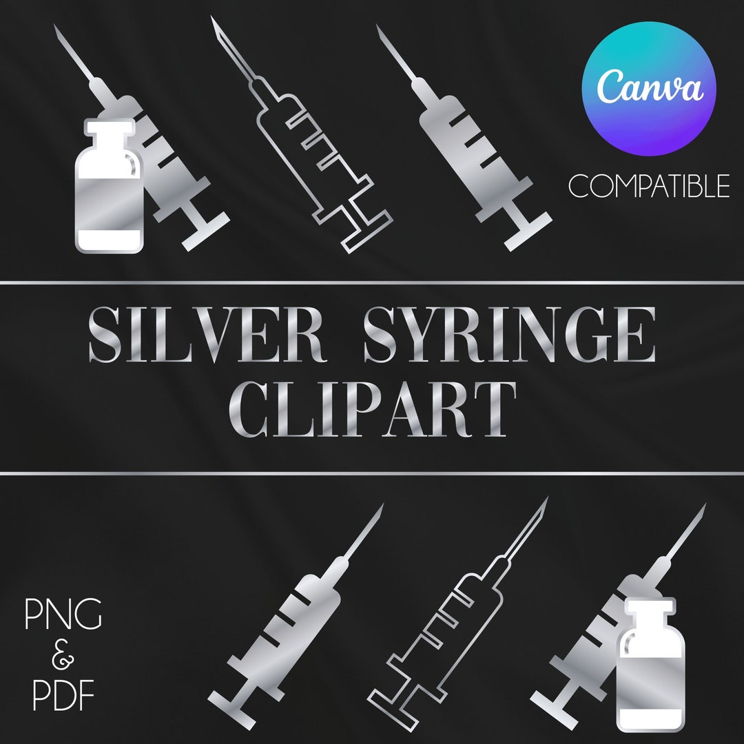 Silver Syringe Clipart | Needle Clipart | Aesthetics Clipart | Beauty ...
