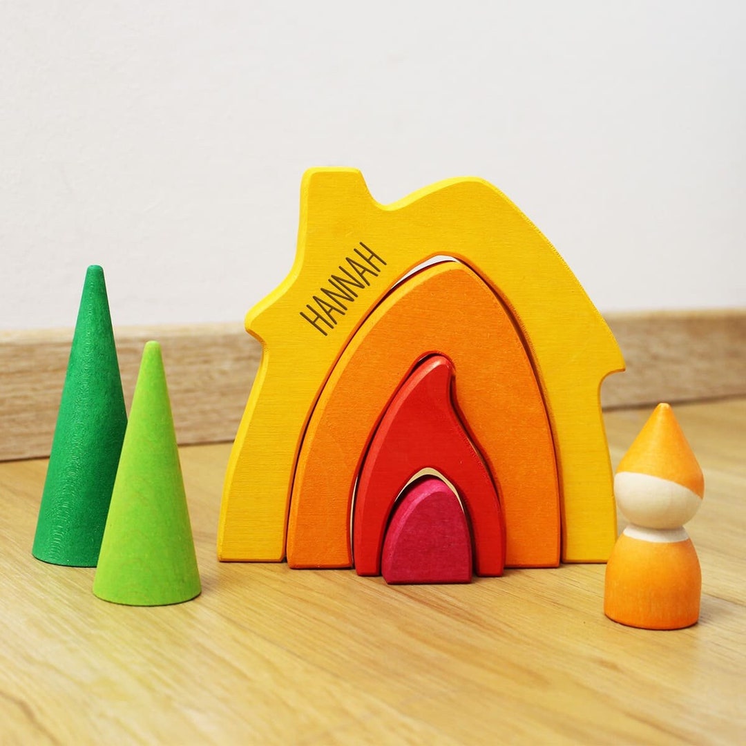 Montessori Dwarf House With Personalization, Colorful Building Blocks ...