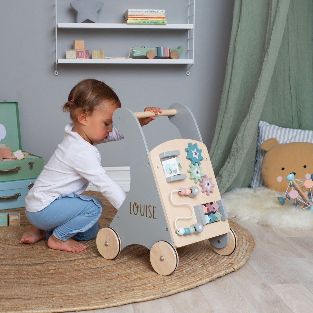 2-in-1 Walker With Motor Skills Games, Wooden Walker Jabadabado, 1st ...