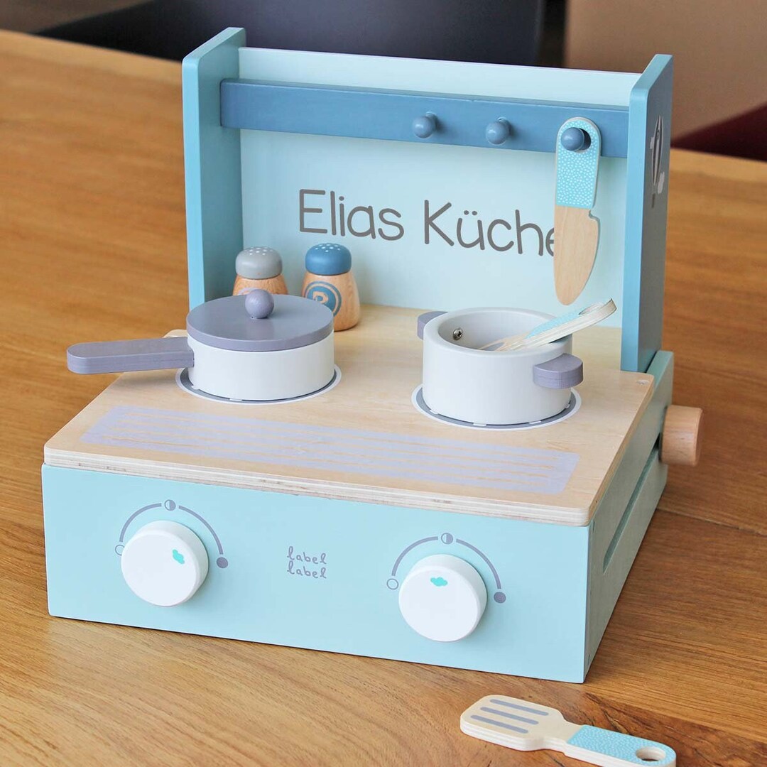 Foldable Children's Kitchen Mint With Name, Play Kitchen Mint Blue for ...