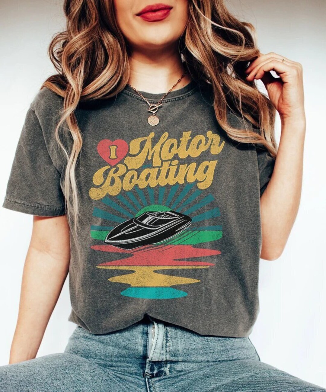 Vintage Retro I Love Motor Boating Funny Boater Shirt, Boater Gift I Heart Motorboating, Gifts ...