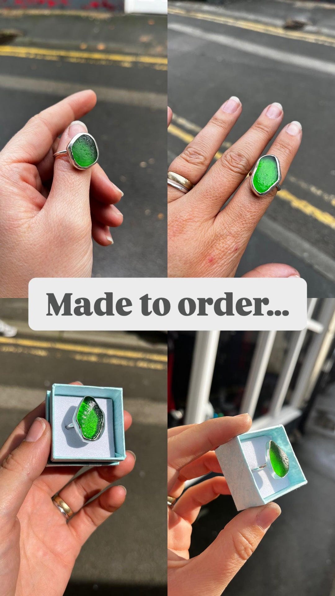 Chunky Green Whitby Sea Glass Ring - Etsy