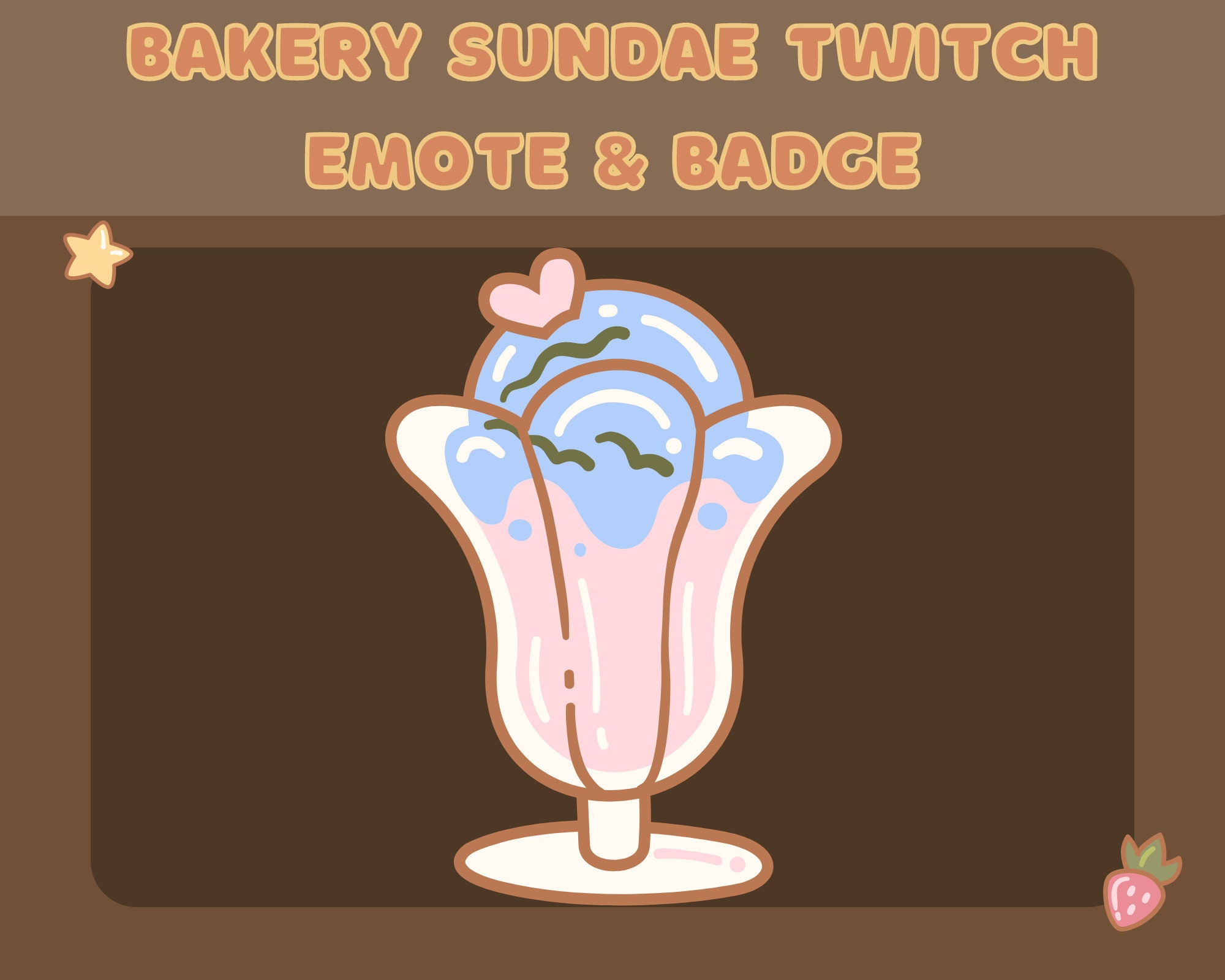 Cute Sundae Emote and Badge for Twitch Channel Kawaii Emote Pack Bakery ...