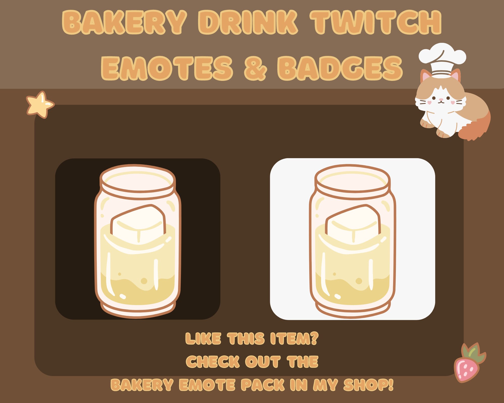 Cute Drink Emote and Badge for Twitch Channel Kawaii Emote - Etsy