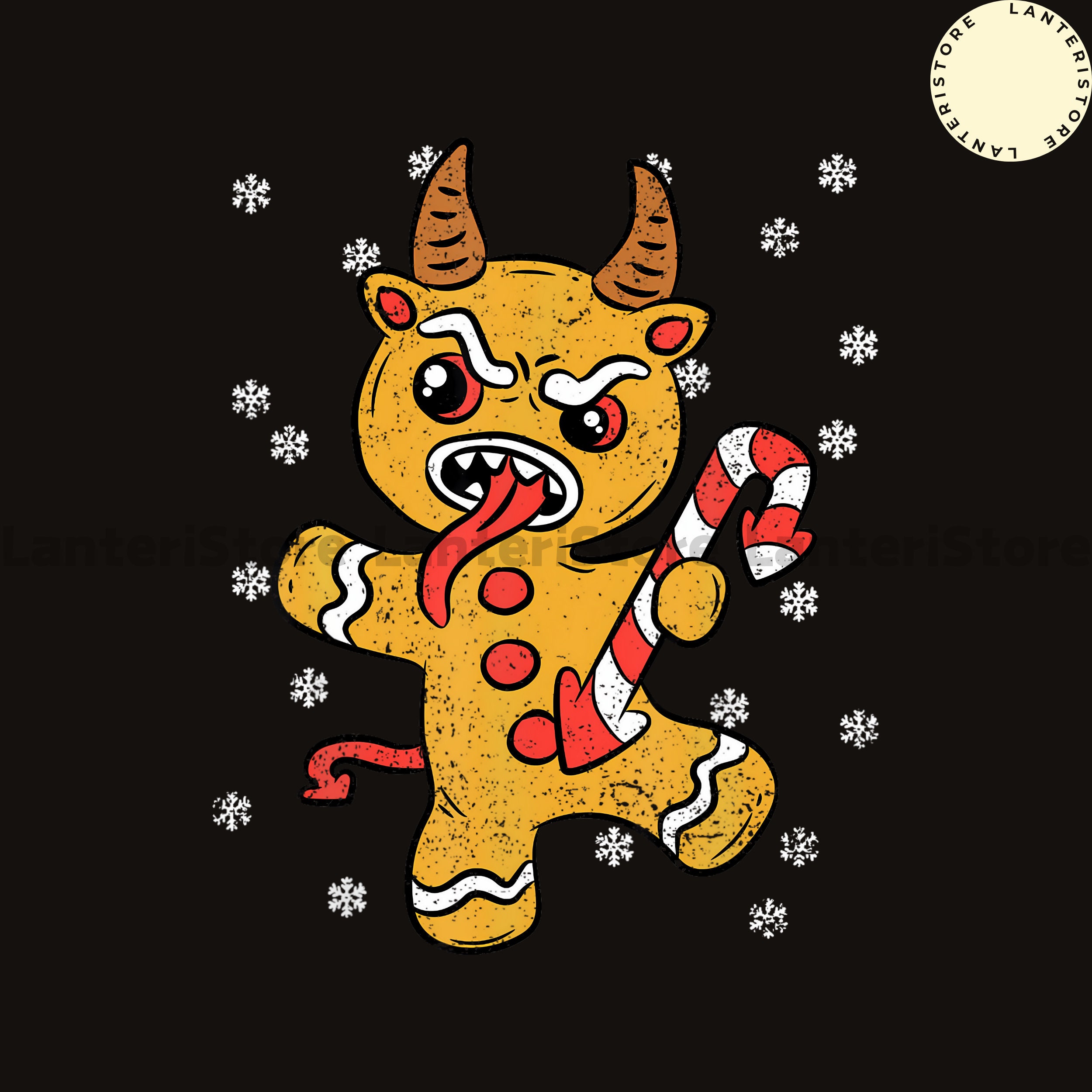 Krampus Gingerbread Png Gingerbread With A Candy Cane Demon - Etsy
