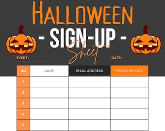 Halloween Party Sign up Sheet - Etsy