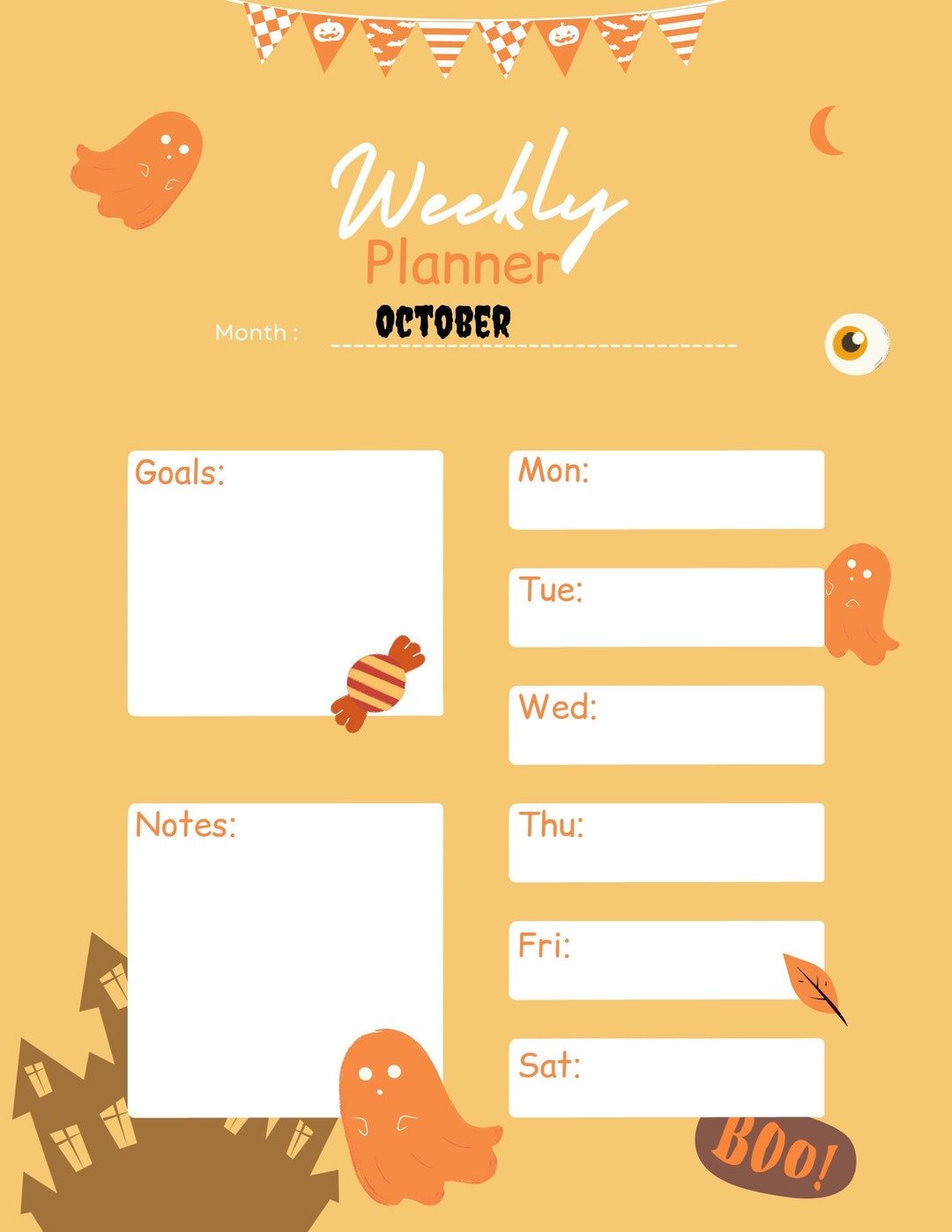 October Planner, Spooky Planner, Digital Download, Printable, Instant ...