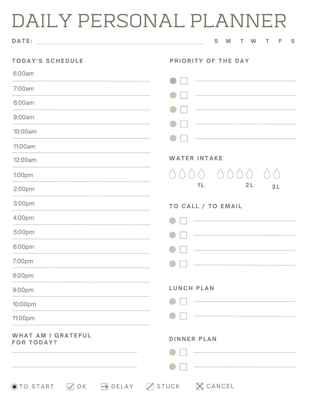 Downloadable, Printable, Digital Planner, Printable Planner, Everyday ...