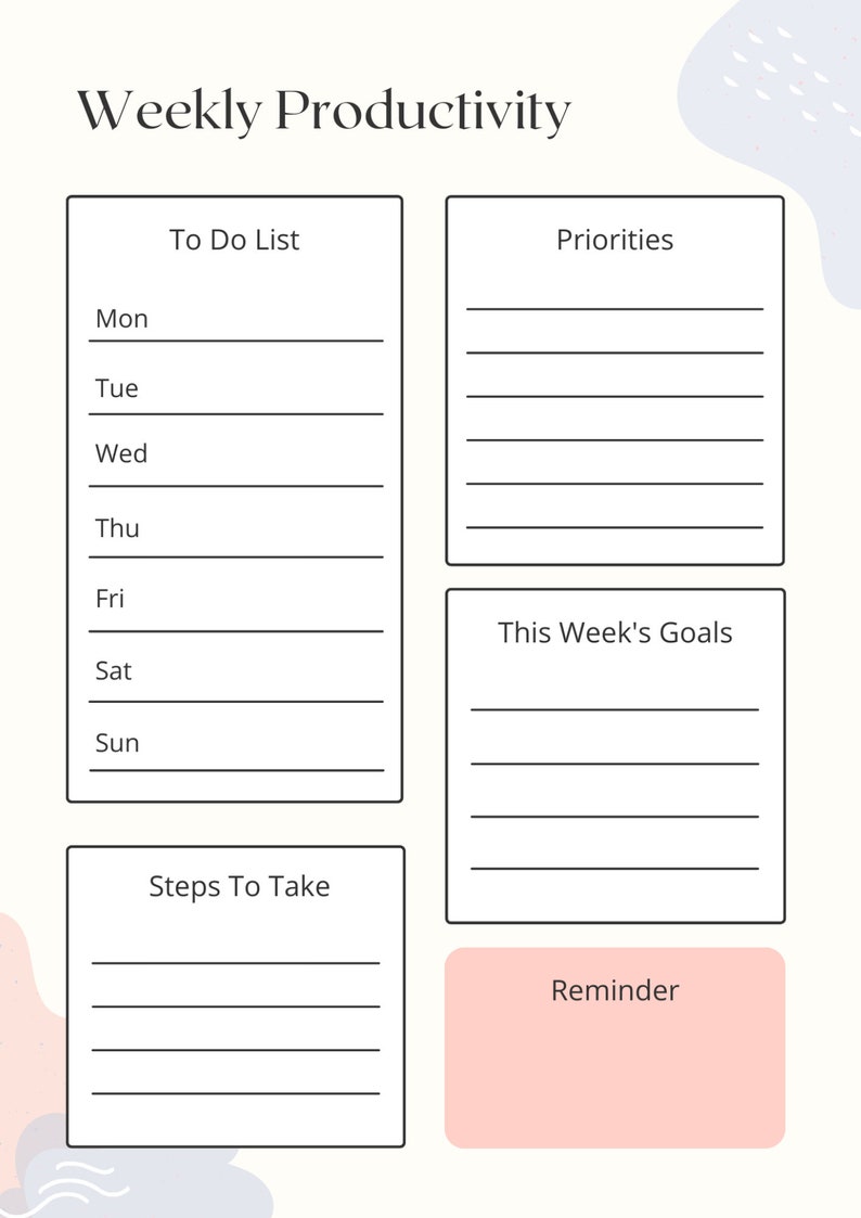 Simple and Minimal Daily and Weekly Productivity Planner PDF Instant ...