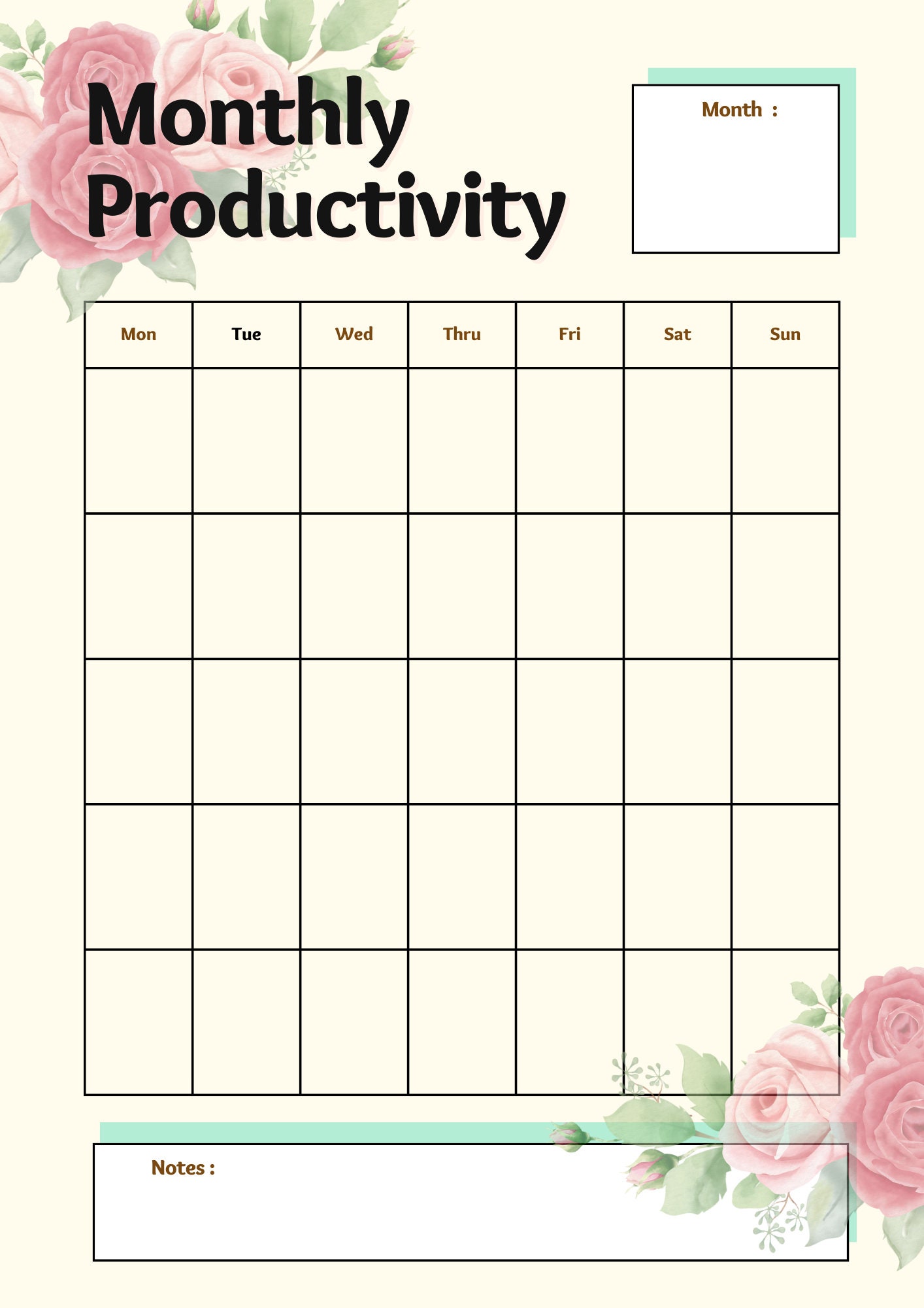 Simple and Minimal Daily and Weekly Productivity Planner PDF Instant ...