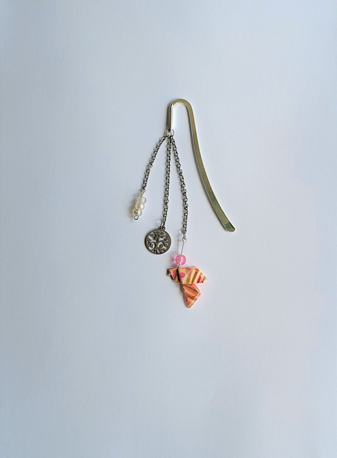 Bookmark Jewel With Origami Dove, Tree of Life Charm and Glass Beads ...