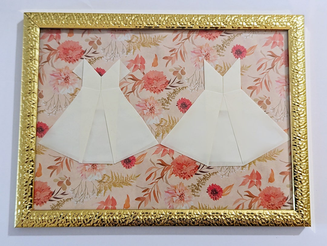 Origami Wedding Couple Painting, Two Women, Wedding Gift, Wedding ...