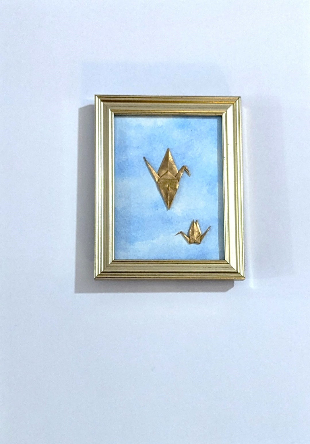 Small Gold and Watercolor Origami Frame, Golden Frame, Flight of Gold ...