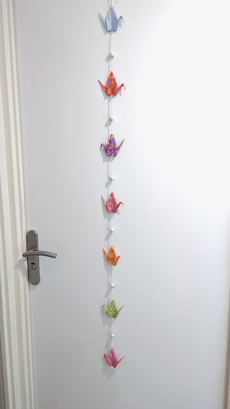 Japanese Crane Origami Garland, Original Paper Decoration, Baby Birth ...